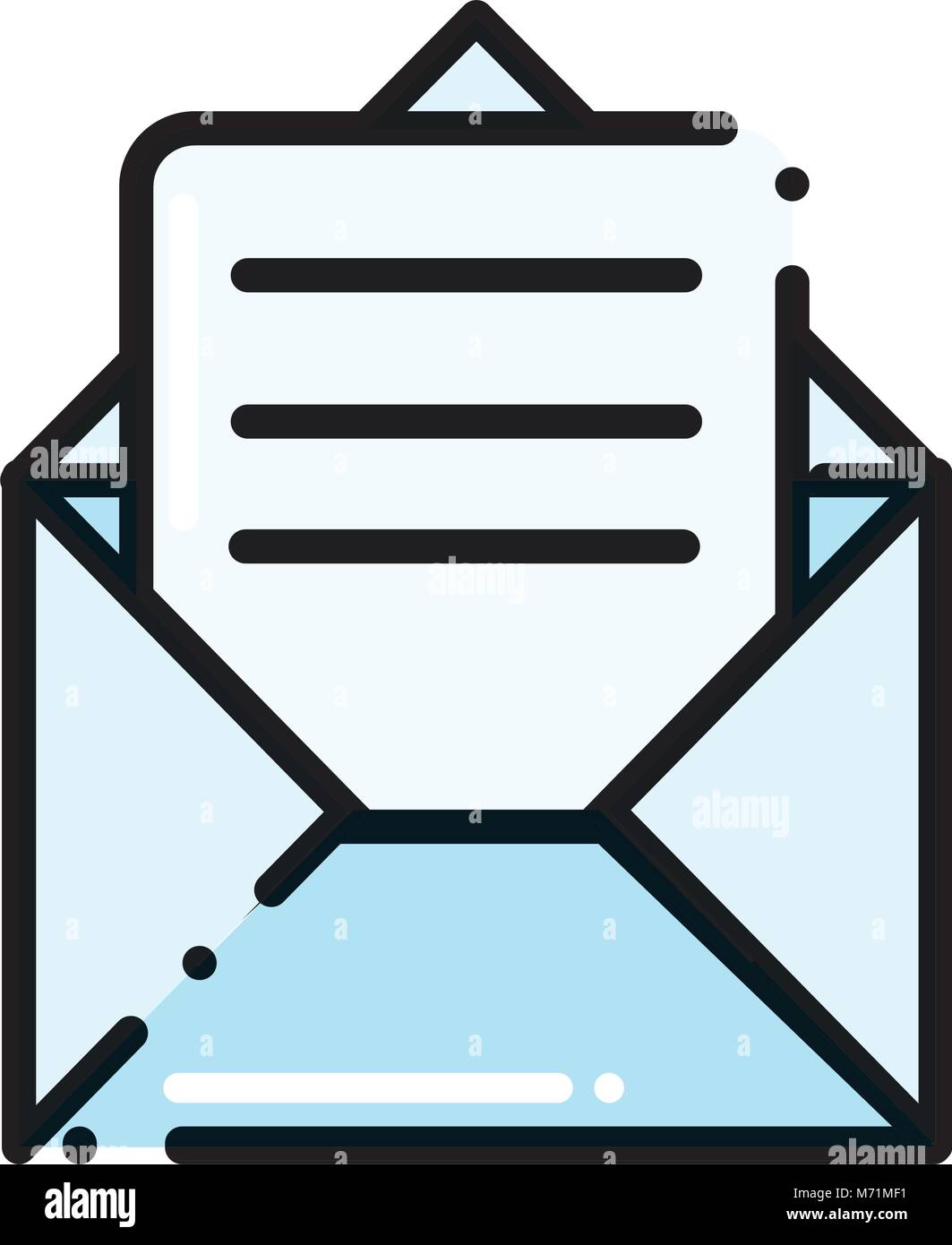 dashed line e-mail letter message with document information vector ...
