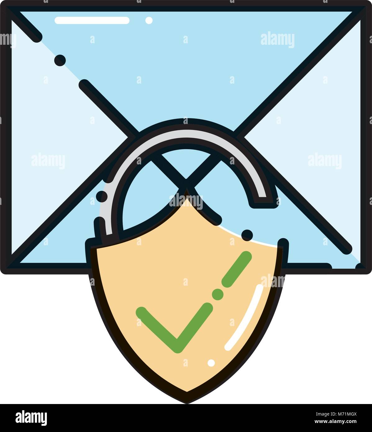 dashed line letter message with padlock good security vector ...