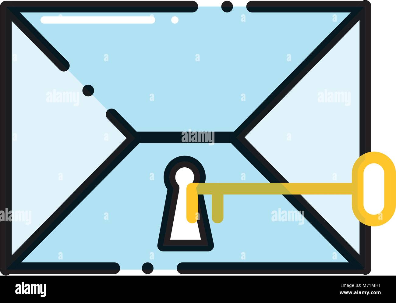 dashed line letter message with key style security vector illustration ...