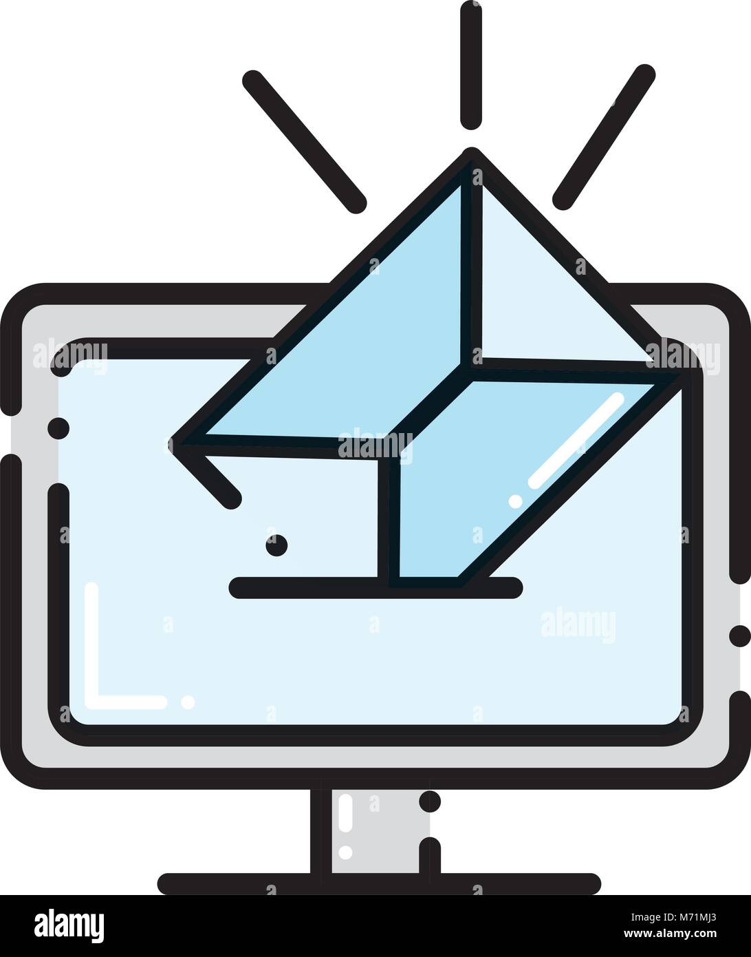 dashed line e-mail message inside computer screen technology vector ...