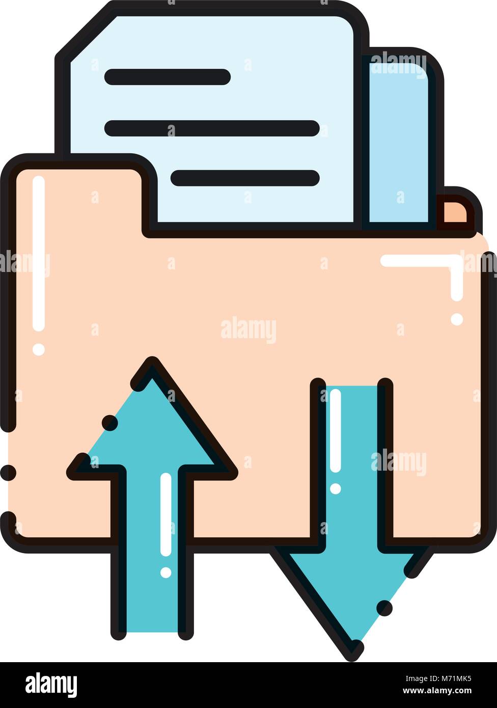 dashed line file folder with loading documents information vector ...