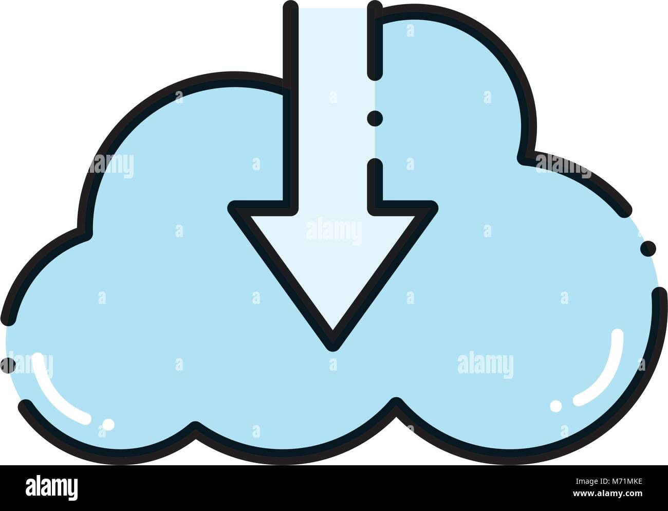 dashed line cloud data connection downloading server vector ...
