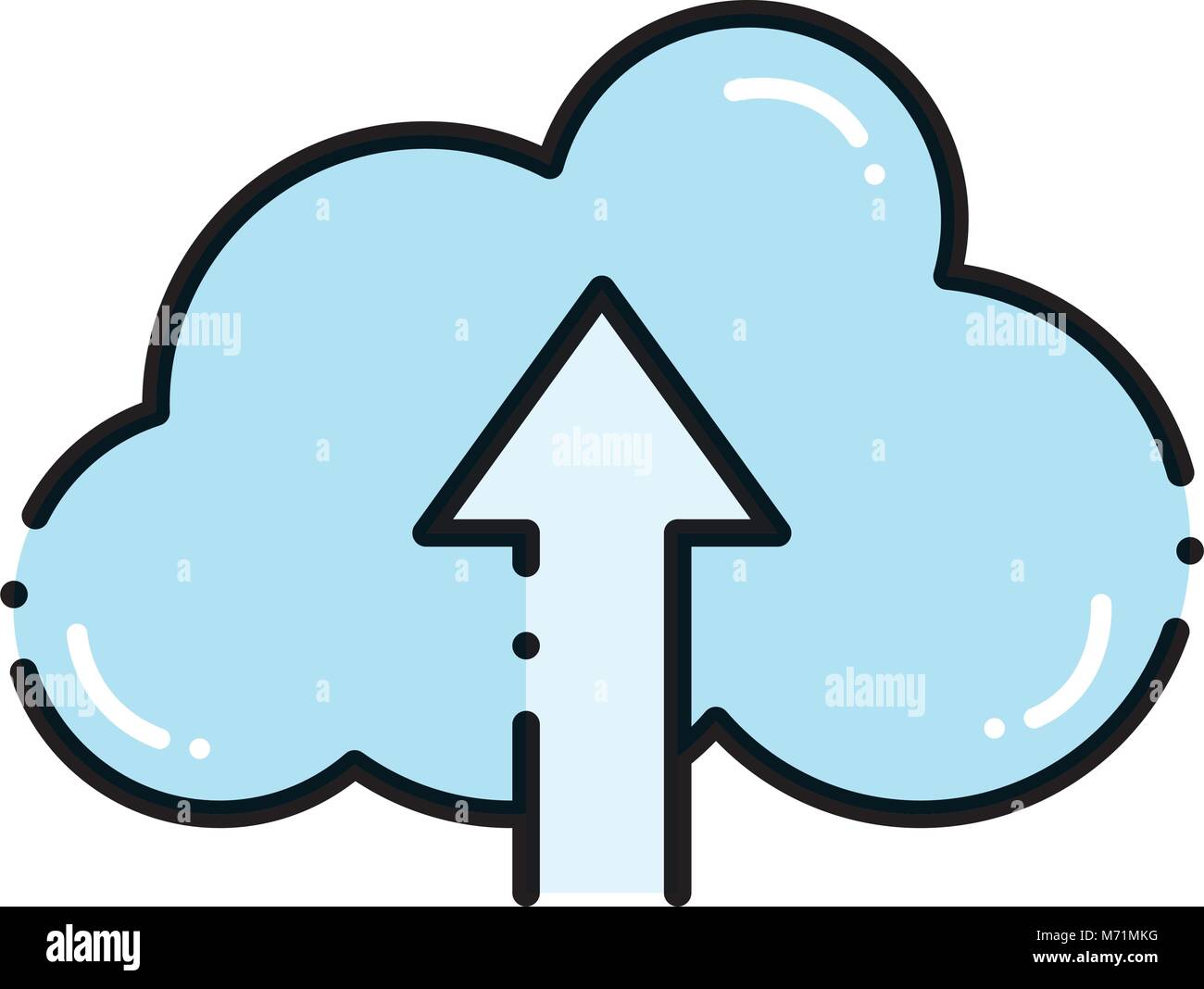 dashed line cloud data connection loading server vector illustration ...