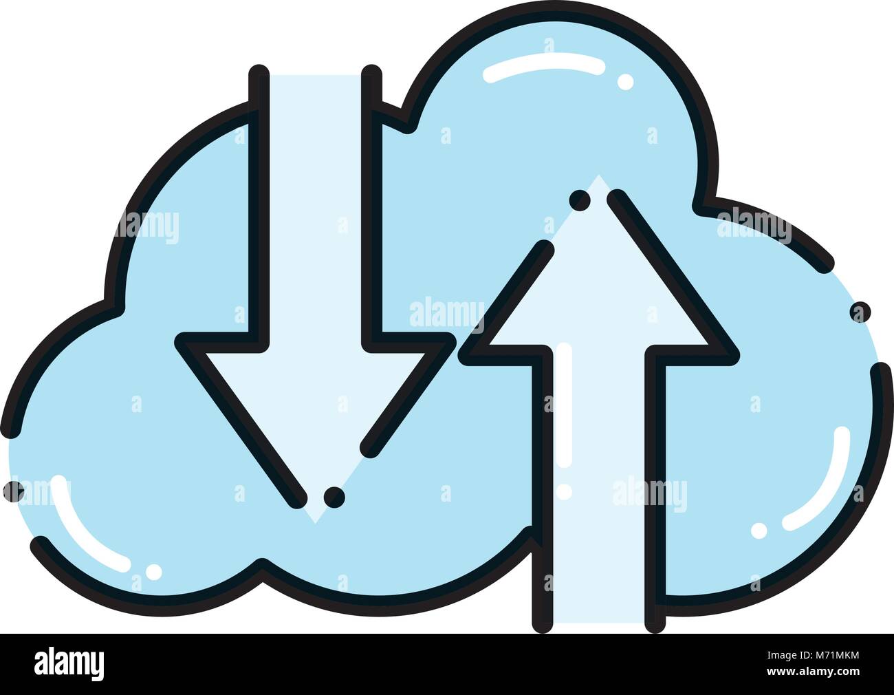 dashed line cloud data loading and downloading server vector ...