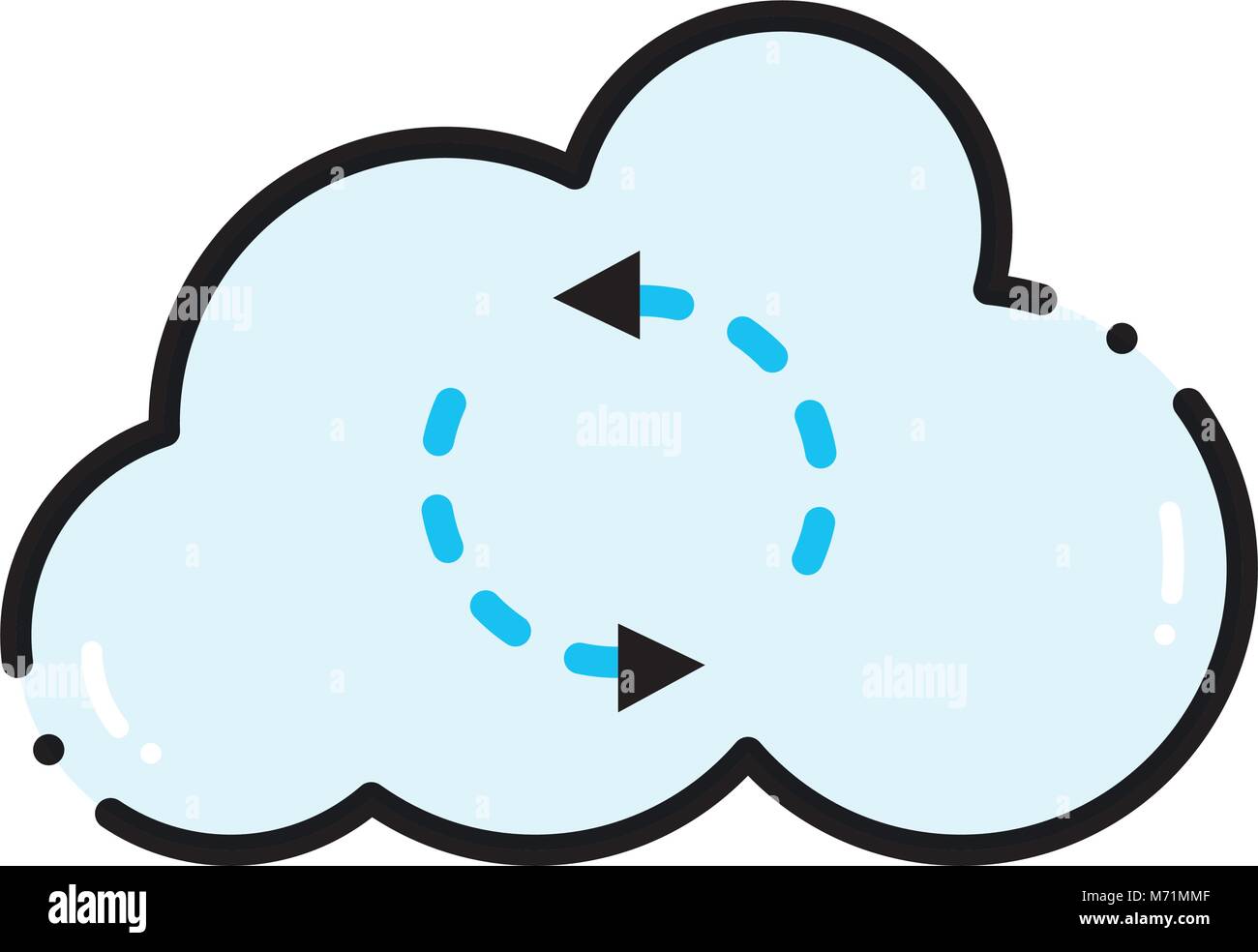 dashed line cloud data upload connection server vector illustration ...