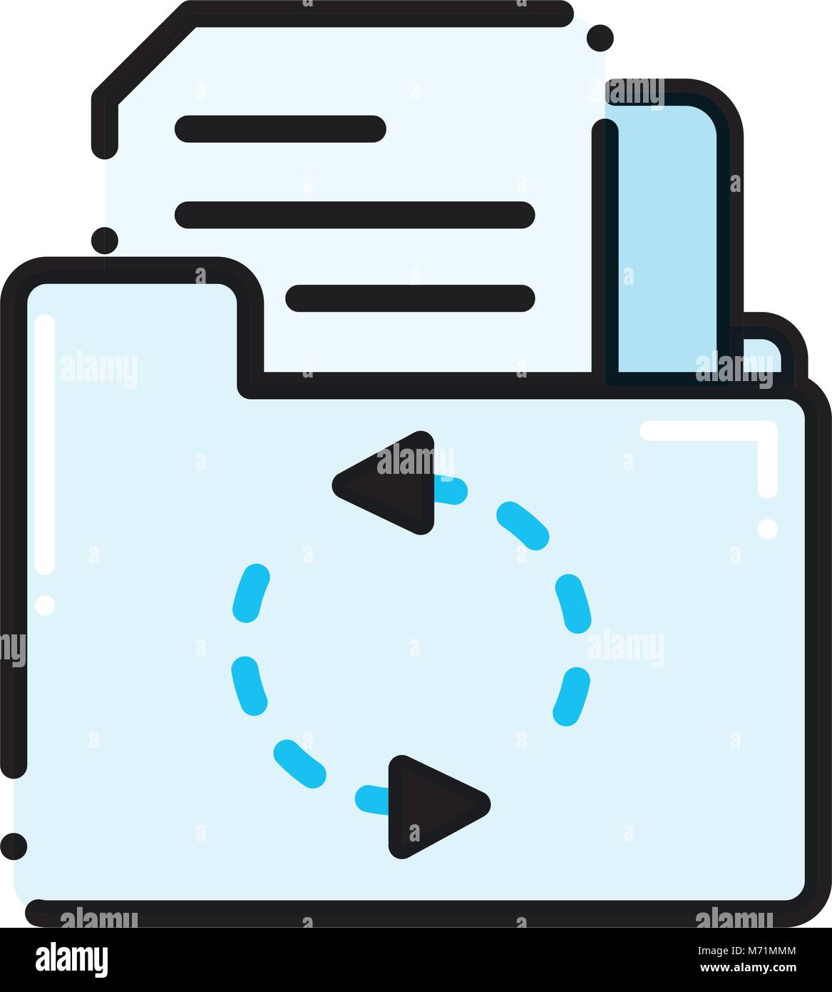 dashed line file folder with documents paper upload vector illustration ...