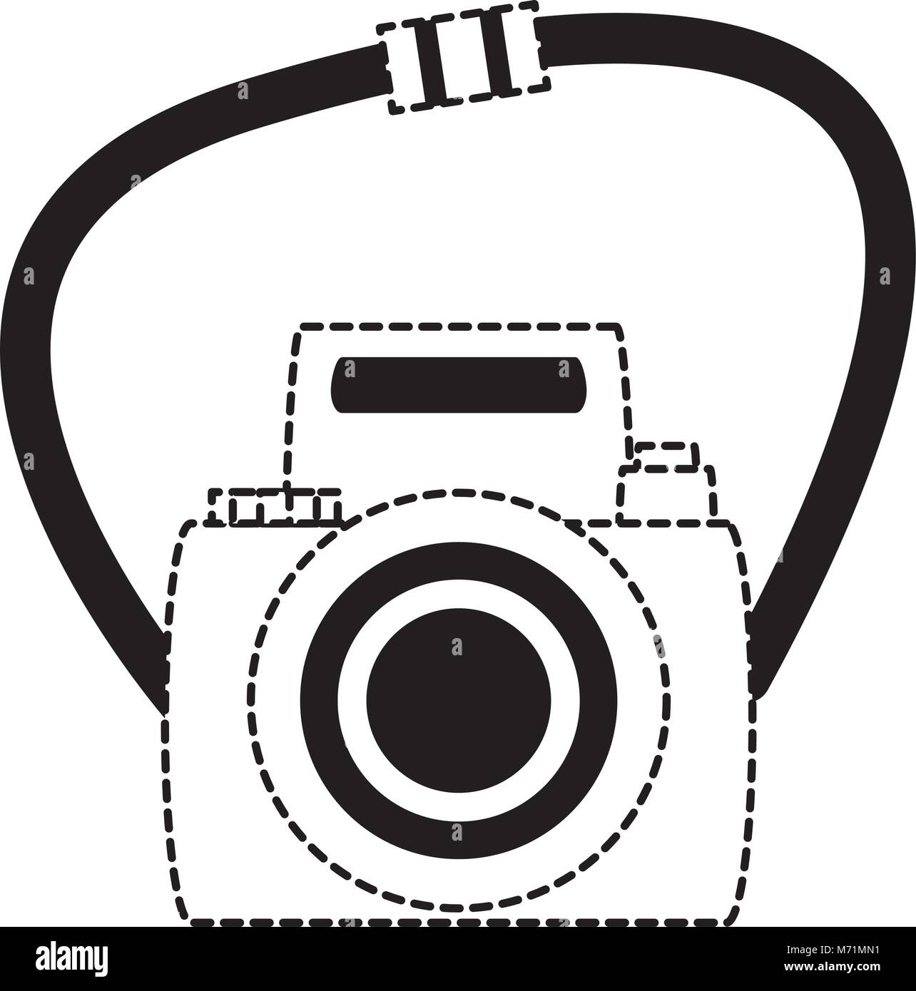 photographic camera with strap icon over white background, vector ...