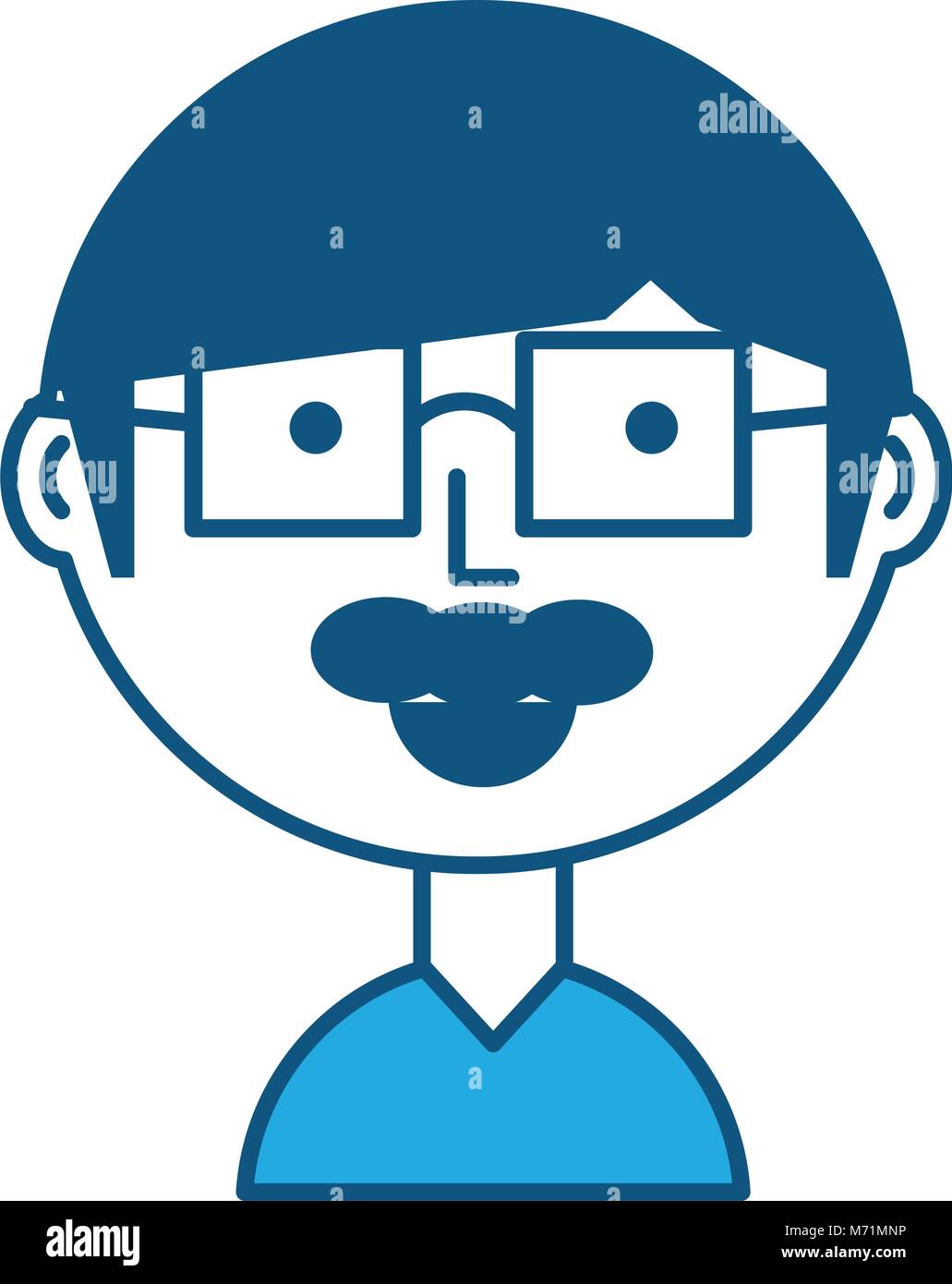 Cartoon man with mustache and glasses icon over white background vector ...