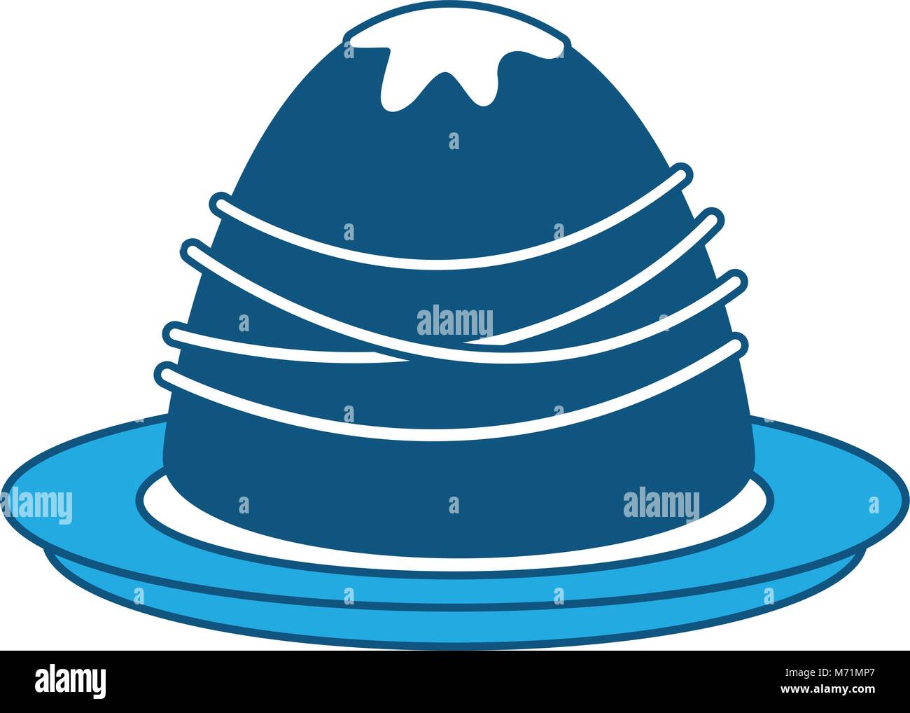 Chocolate truffle icon over white background, blue shading design ...