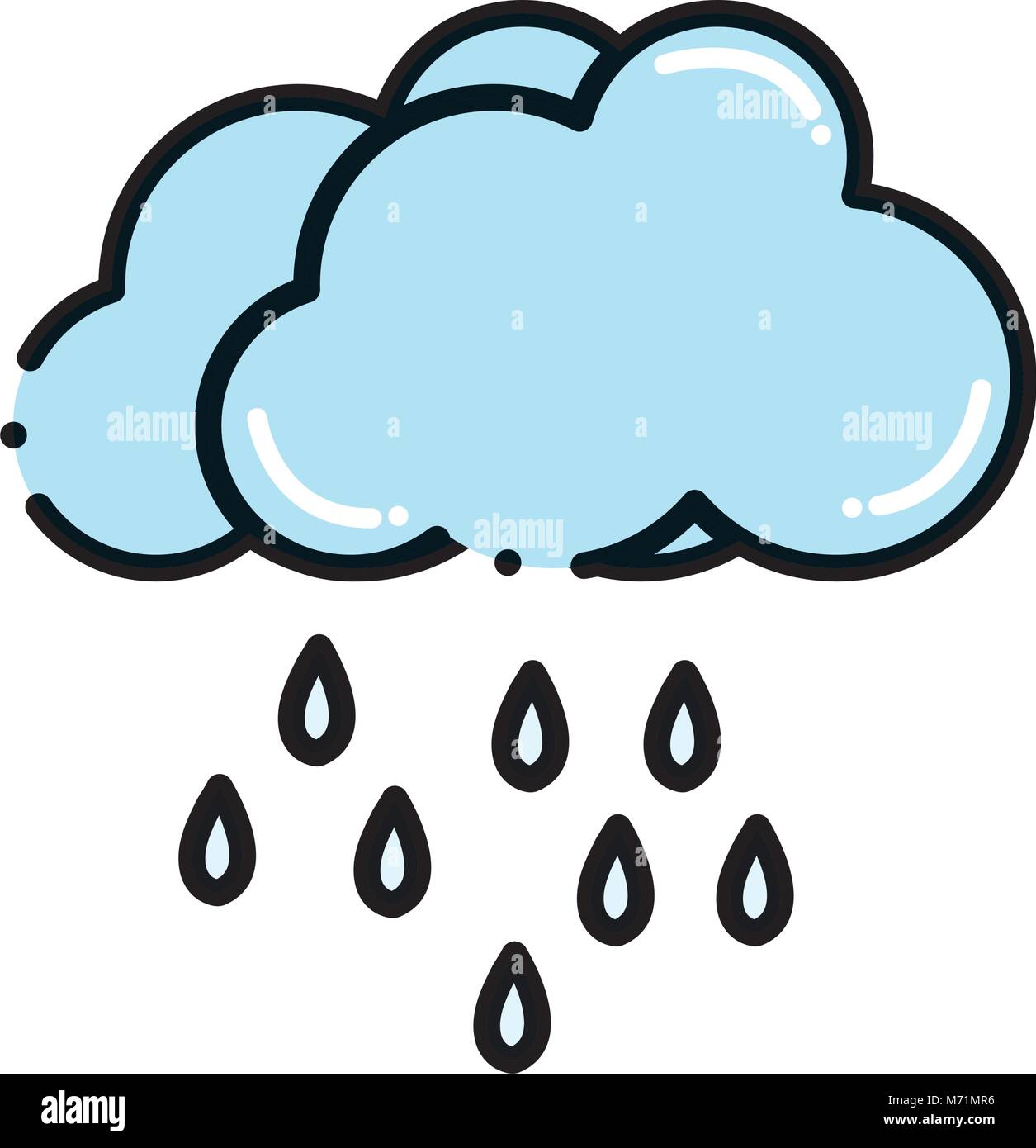 dashed line nice nature cloud raining weather in the sky vector ...