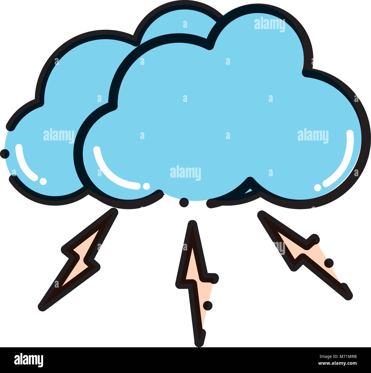 dashed line nice nature cloud thunder weather in the sky vector ...