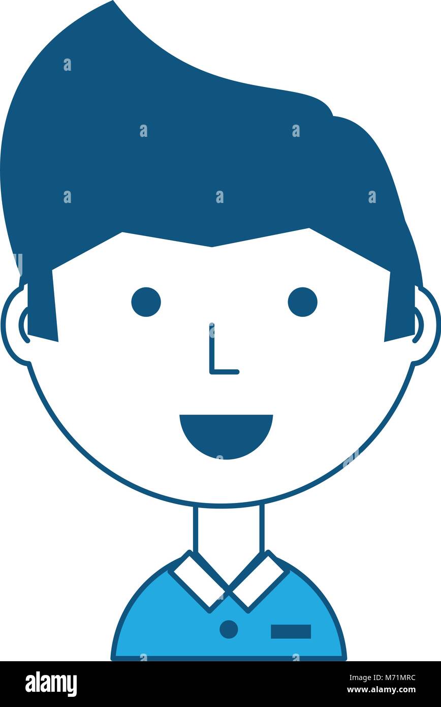 Cartoon man icon over white background, blue shading design. vector ...