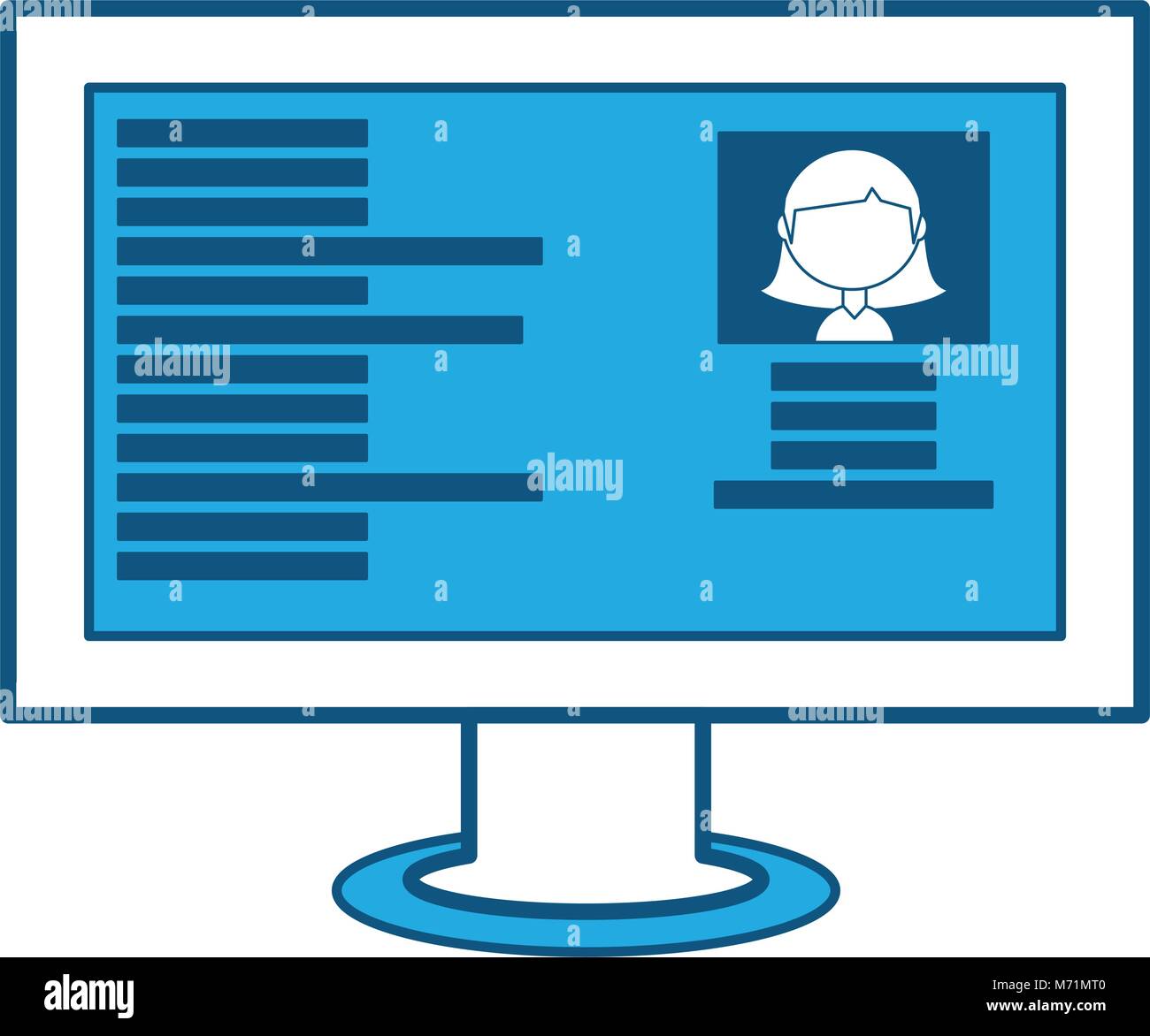 Computer with social profile on screen over white background, blue ...