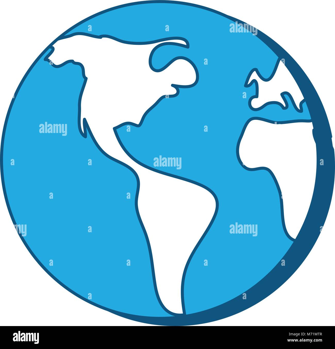 Earth planet icon over white background, blue shading design. vector ...