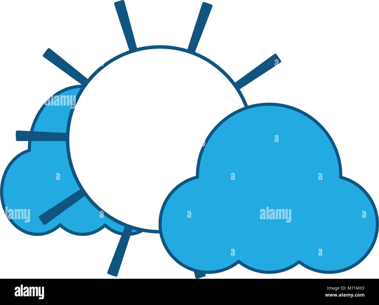 Clouds and icon over white background, blue shading design. vector ...