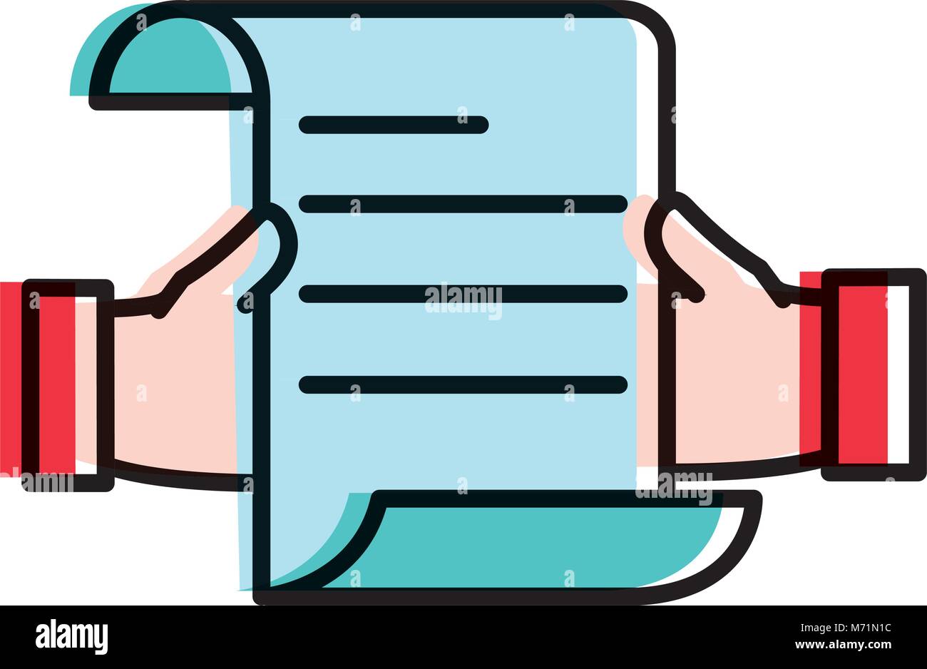 moved color man hand with business document information vector ...
