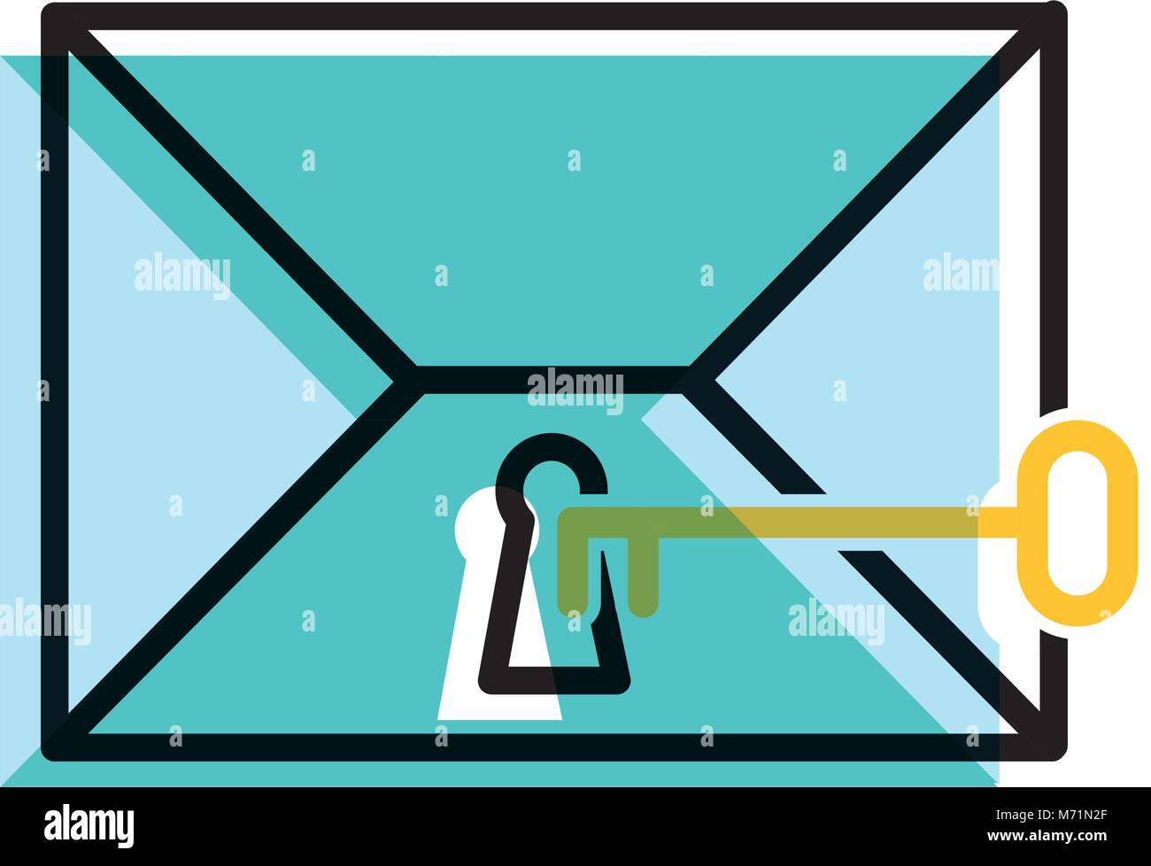 moved color letter message with key style security vector illustration ...