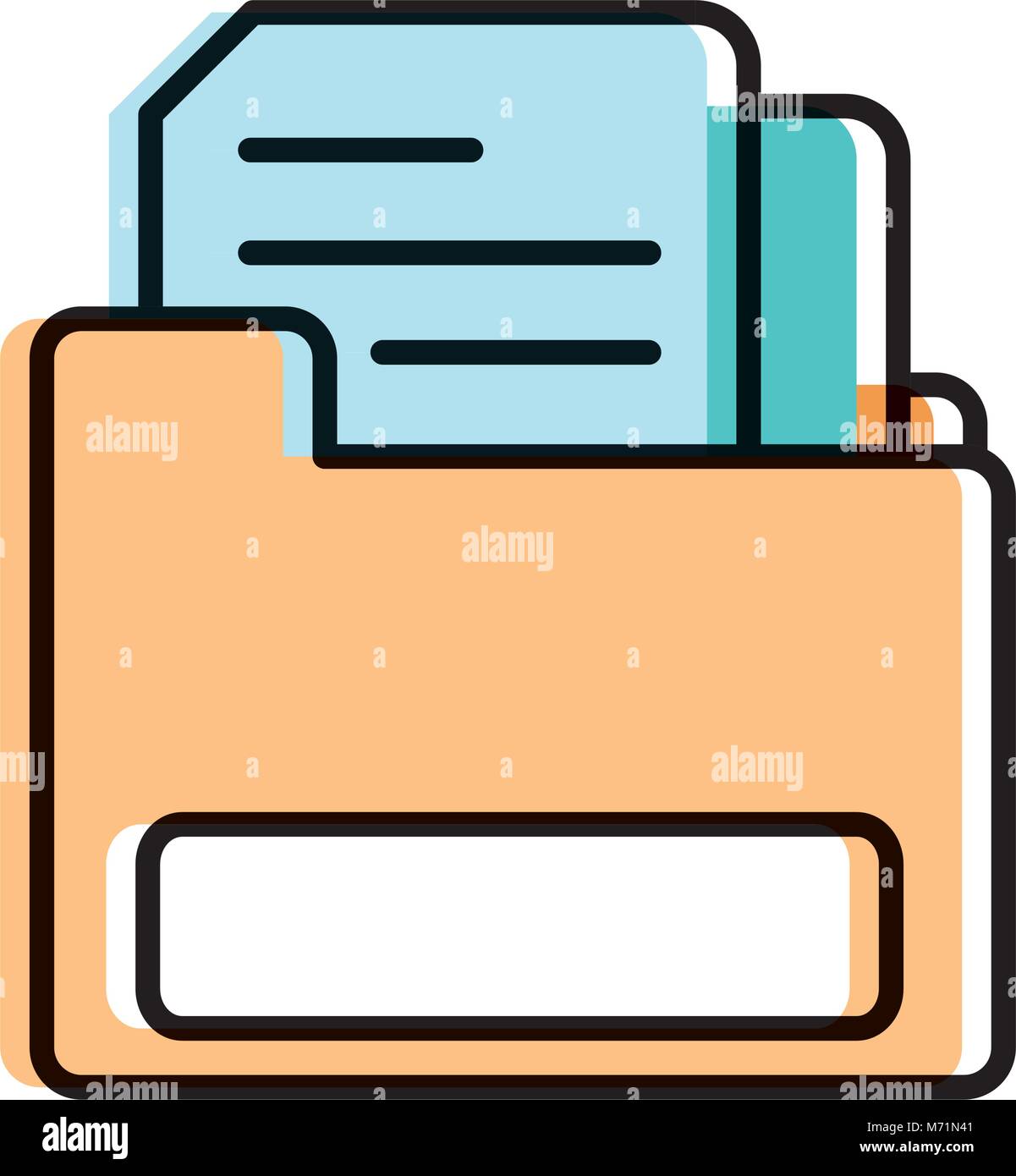 moved color file folder with document information paper vector ...