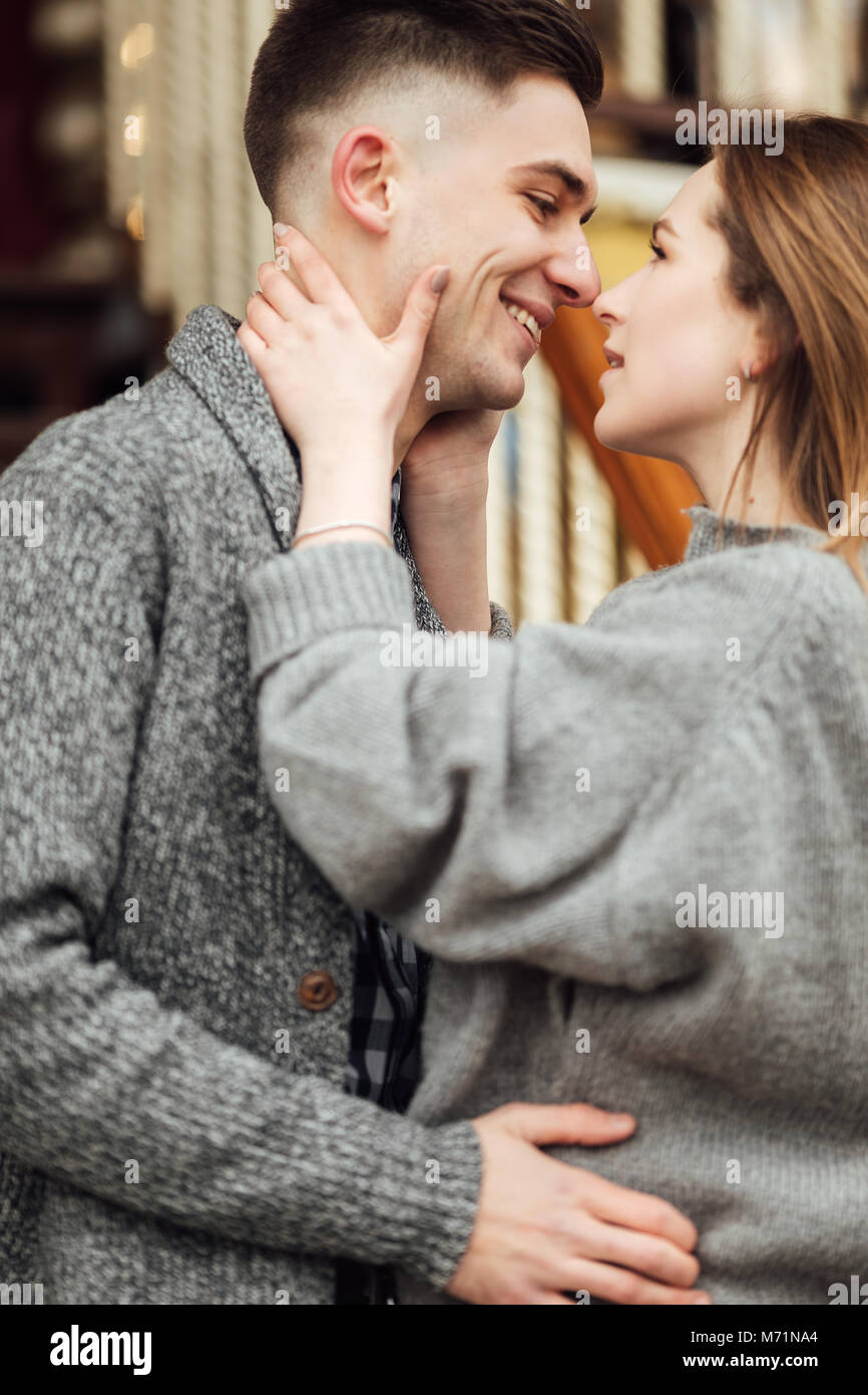Lovely couple have fun time and smile to each other Stock Photo - Alamy