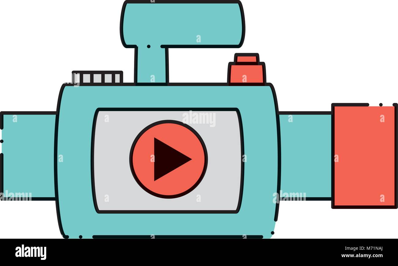 VIdeo camera icon over white background, colorful design. vector ...