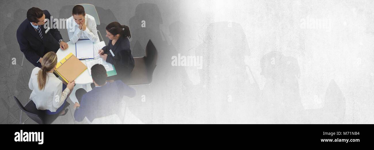 Teamwork transition with business people at table working Stock Photo ...