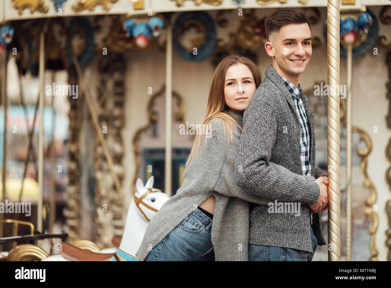Lovely couple have fun time and smile to each other Stock Photo - Alamy