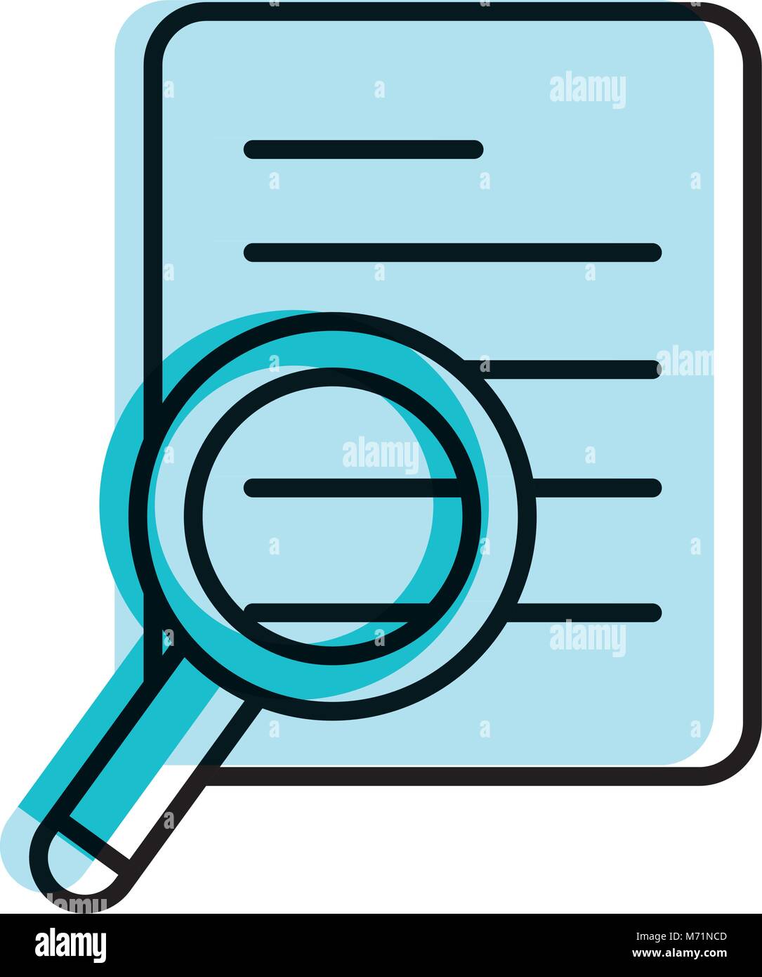 moved color business document paper with magnifying glass vector ...