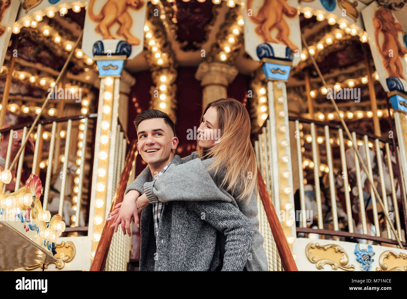 Lovely couple have fun time and smile to each other Stock Photo - Alamy