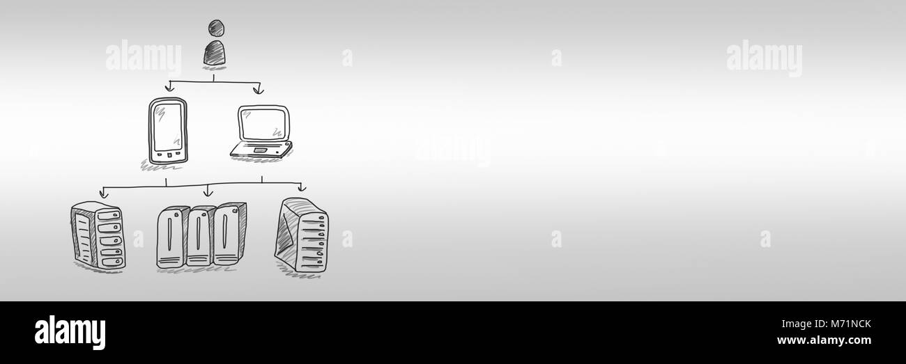 Servers network drawing doodles Stock Photo - Alamy