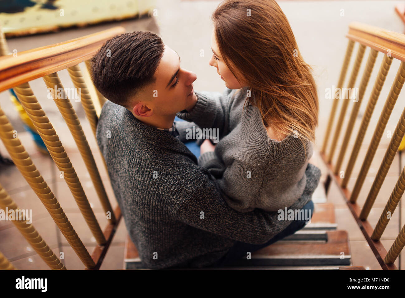 Lovely couple have fun time and smile to each other Stock Photo - Alamy