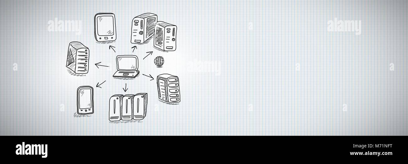 Servers network drawing doodles Stock Photo - Alamy