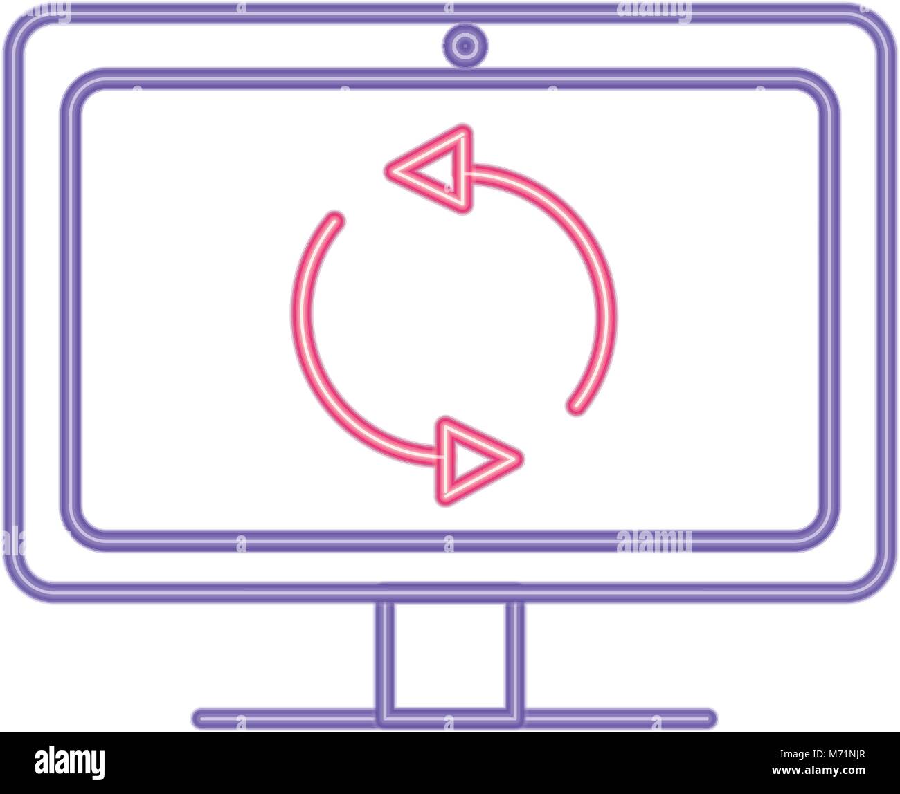 neon line computer technology loading data information vector ...