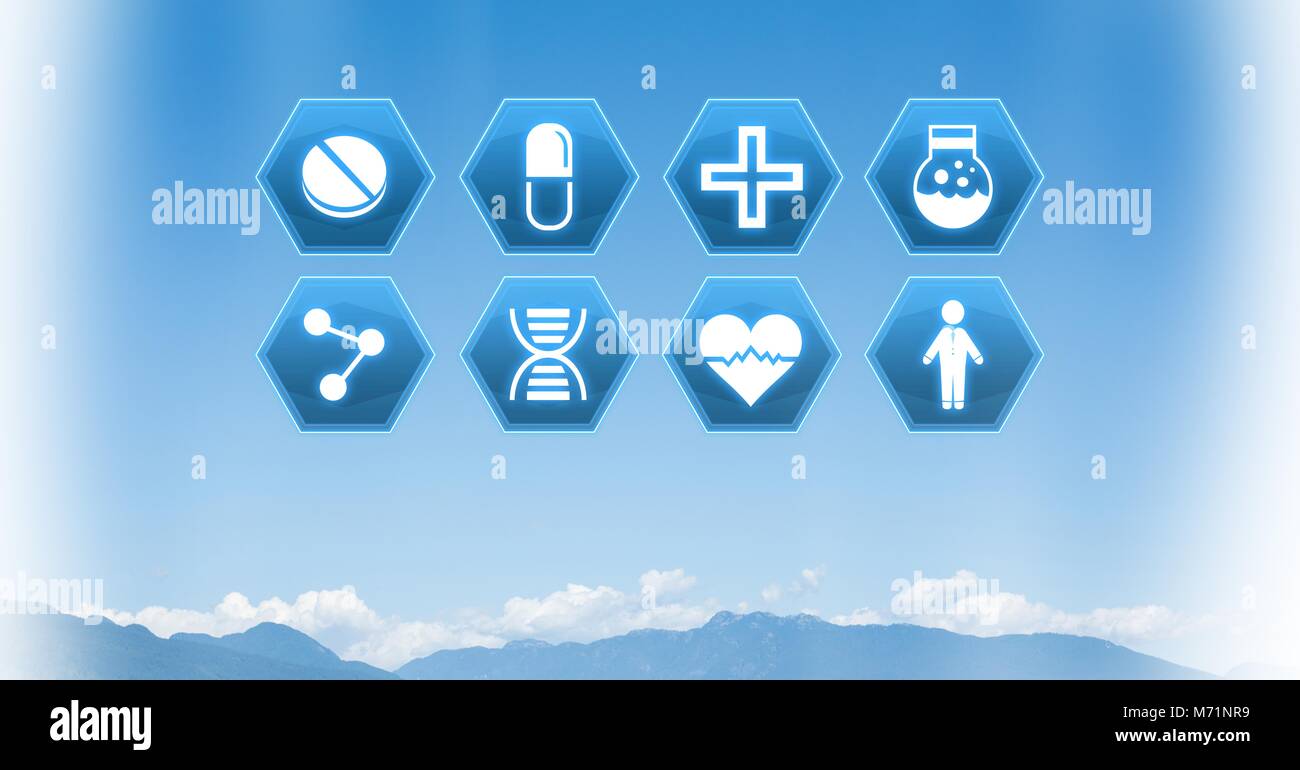 medical interface hexagon icons Stock Photo - Alamy