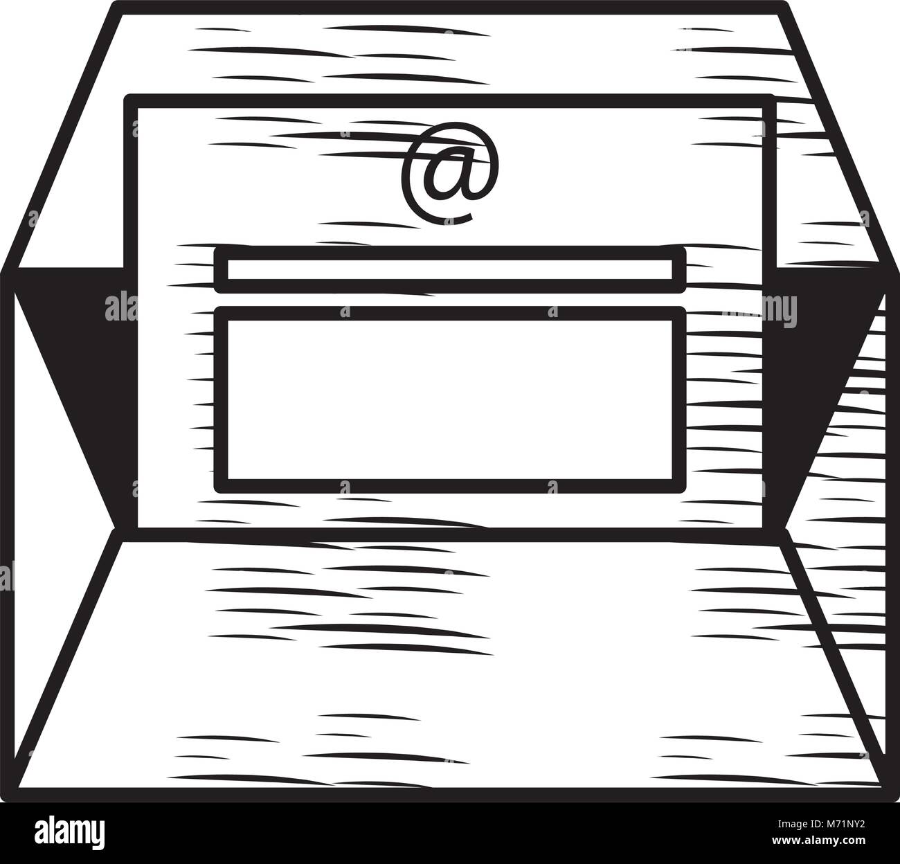 sketch of envelope with letter page icon over white background, vector ...