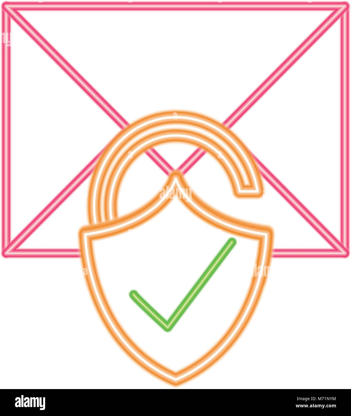 neon line letter message with padlock good security Stock Vector Image ...
