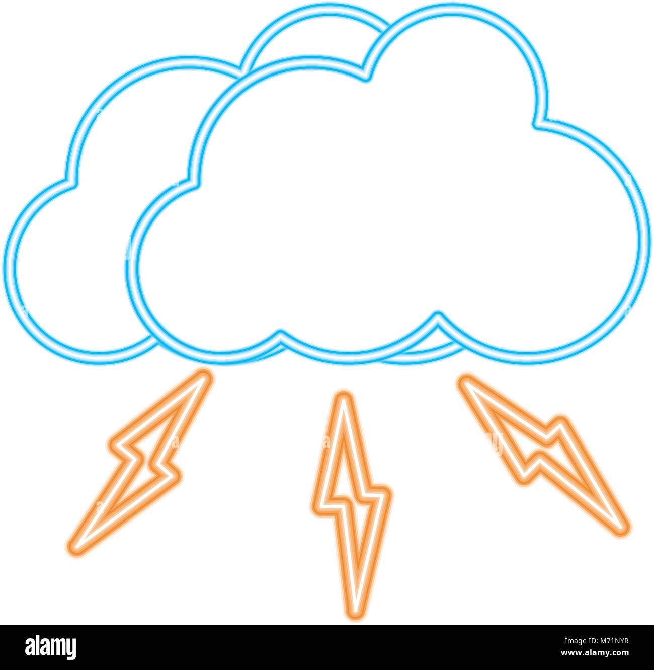 neon line nice nature clouds thunder weather in the sky Stock Vector ...