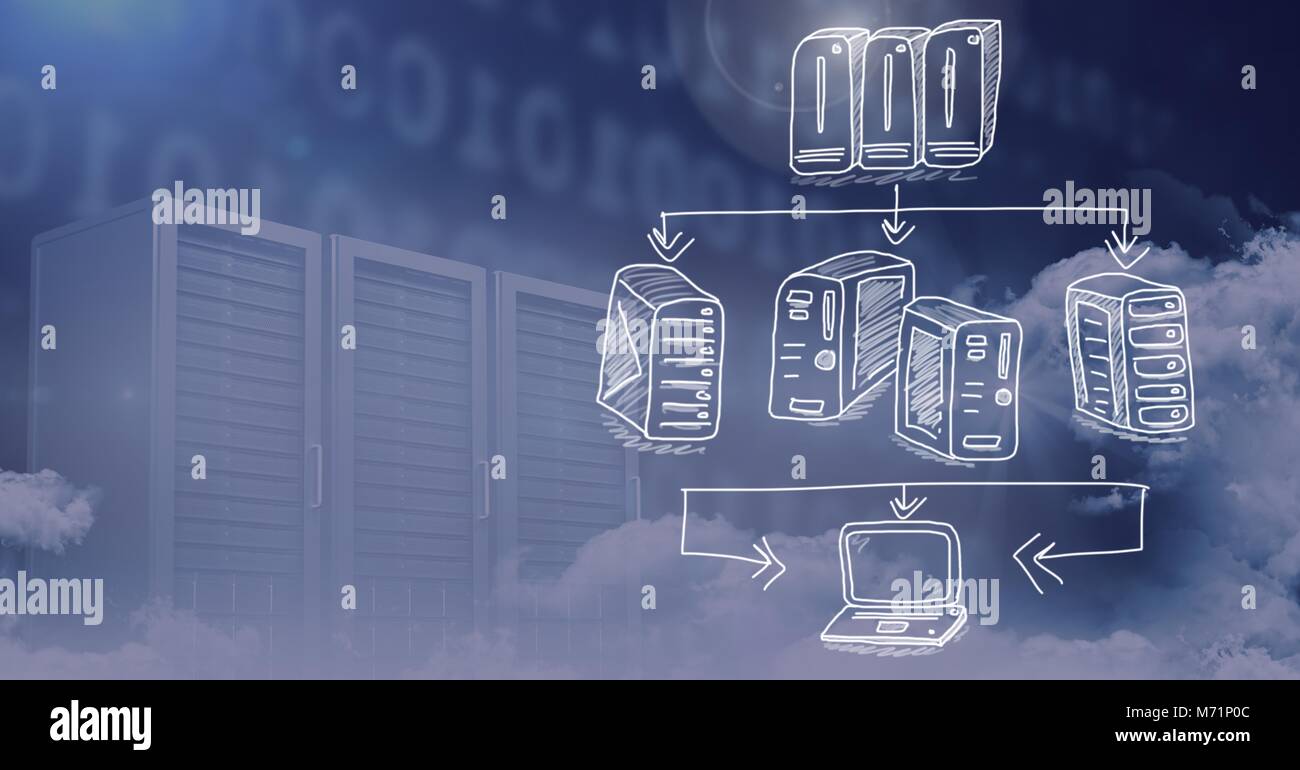 Servers network drawing doodles Stock Photo - Alamy