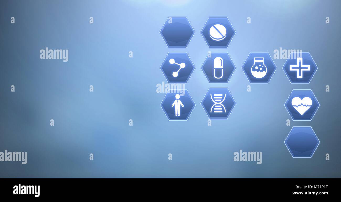 medical interface hexagon icons Stock Photo - Alamy