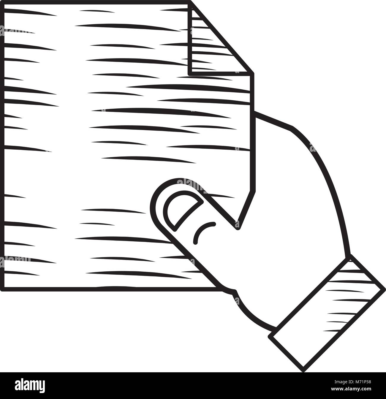 sketch of Hand with Document page icon over white background, vector ...