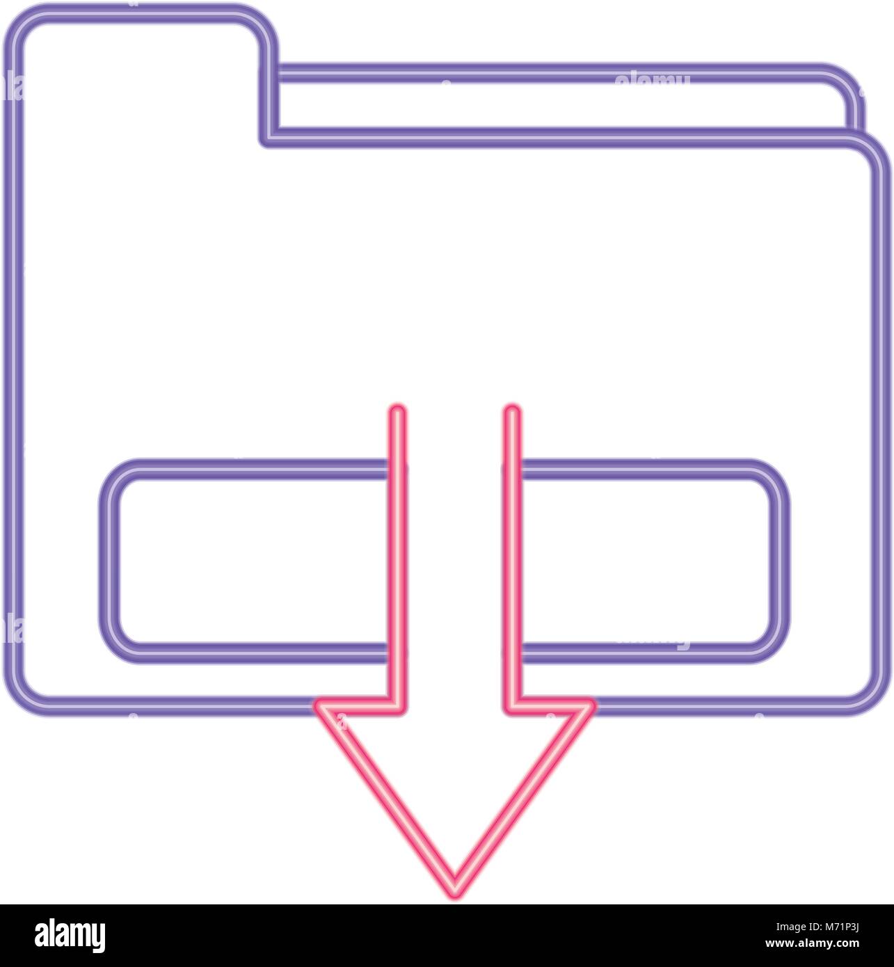 neon line file folder downloading data information Stock Vector Image ...