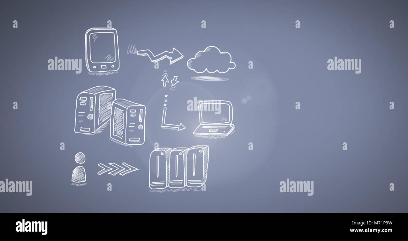 Servers network drawing doodles Stock Photo - Alamy