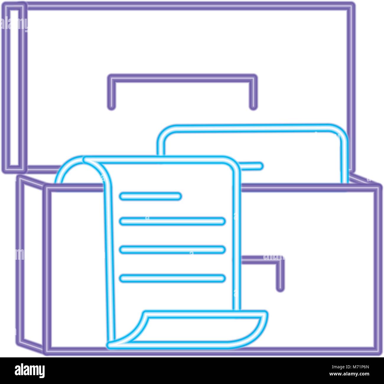 Neon line folder file Stock Vector Images - Alamy