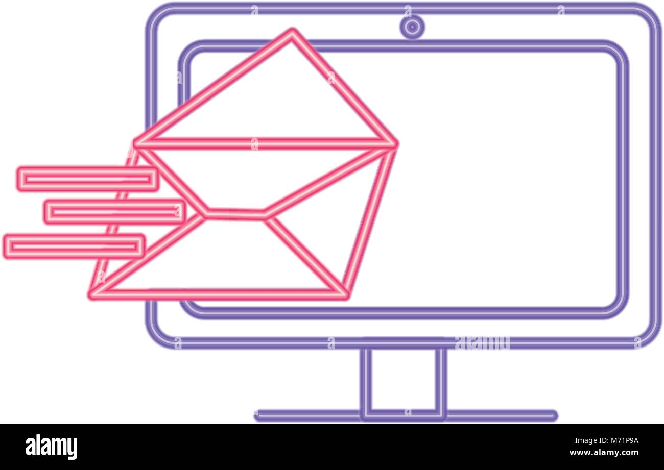 Computer pc technology neon Stock Vector Images - Alamy