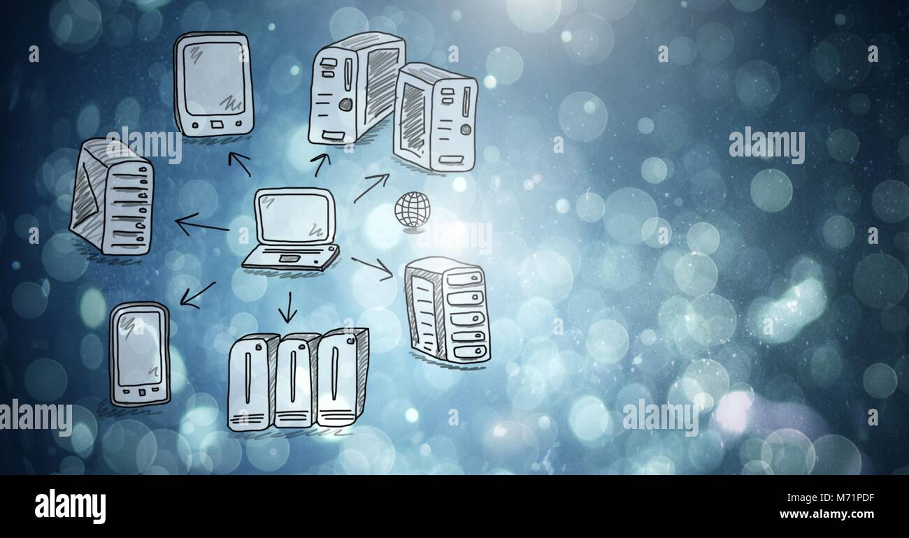 Servers network drawing doodles Stock Photo - Alamy
