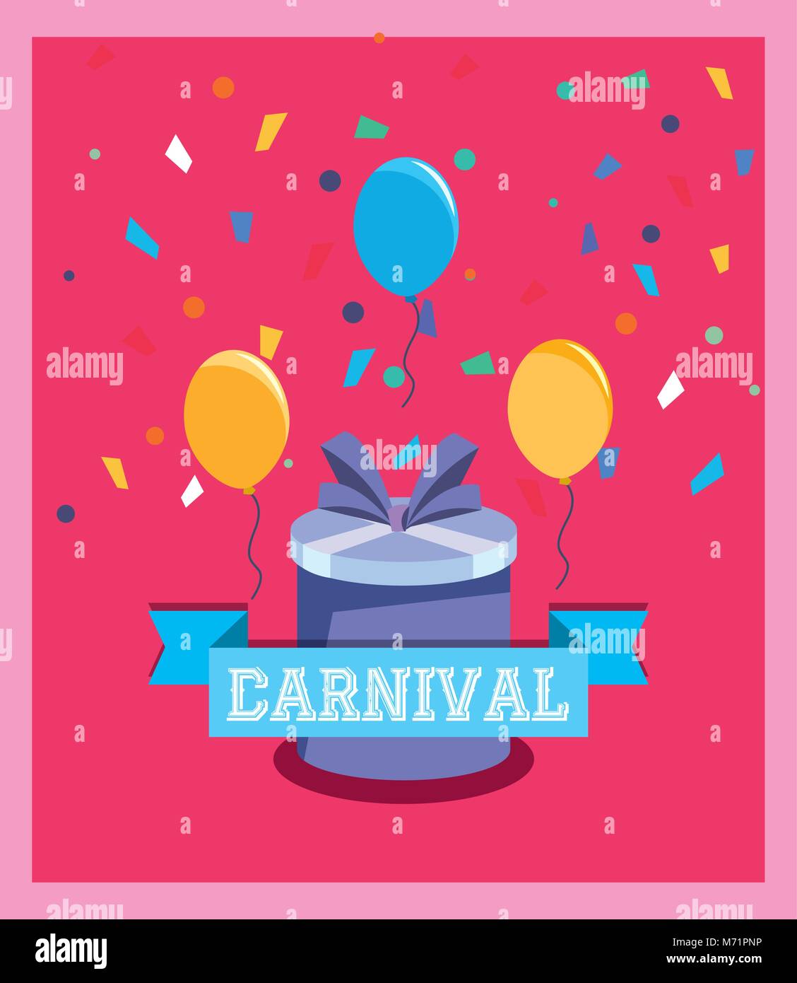 Carnival design with gift box and decorative balloons and confetti ...