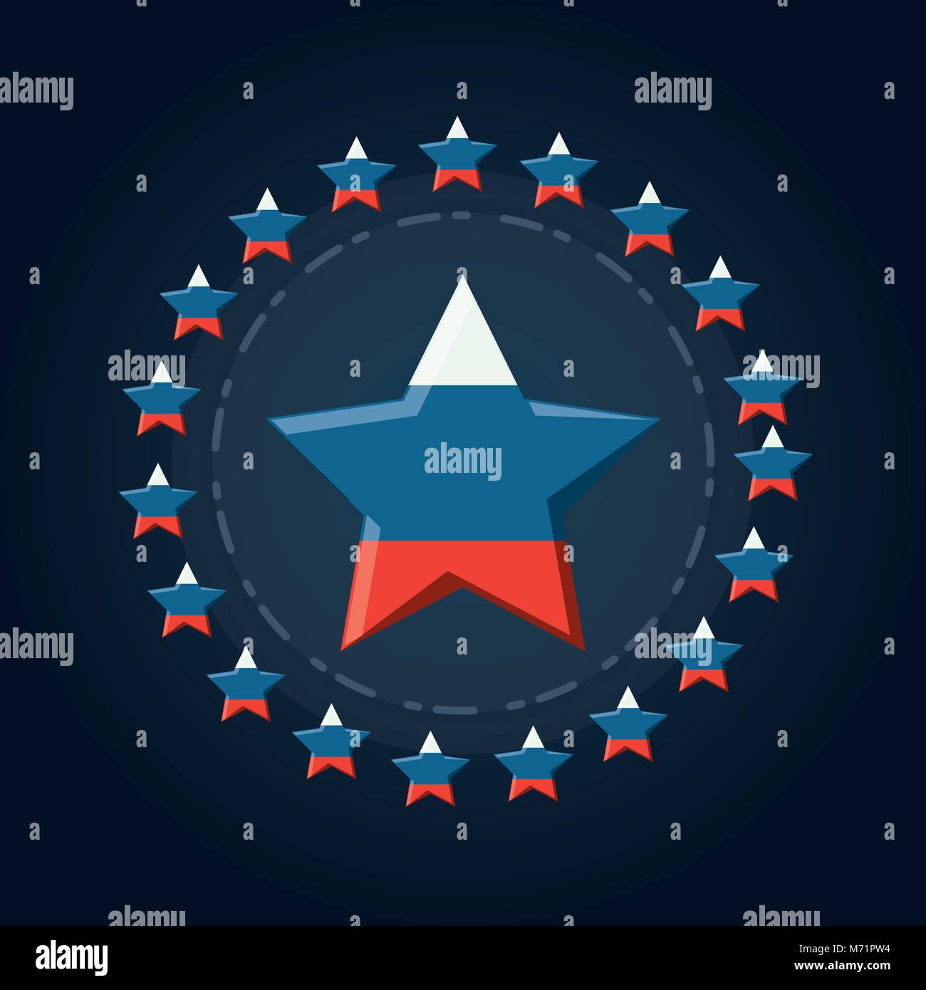 star with russian flag design over bue backgorund, colorful design ...