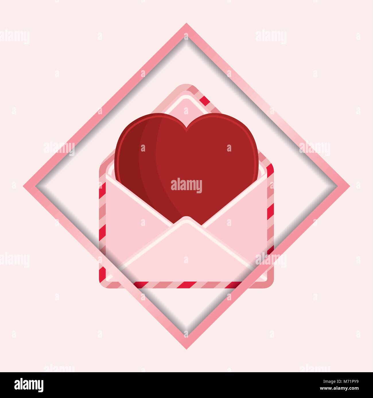 Love letter concept with decorative frame and envelope with heart icon ...