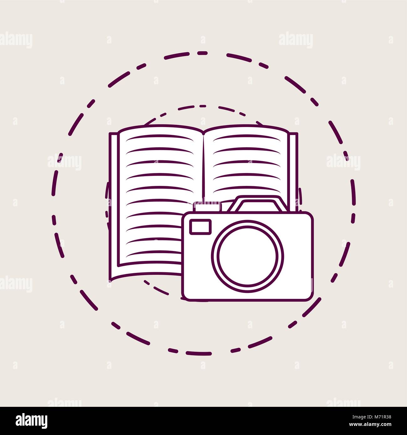 Photographic camera and book over white background, vector illustration ...