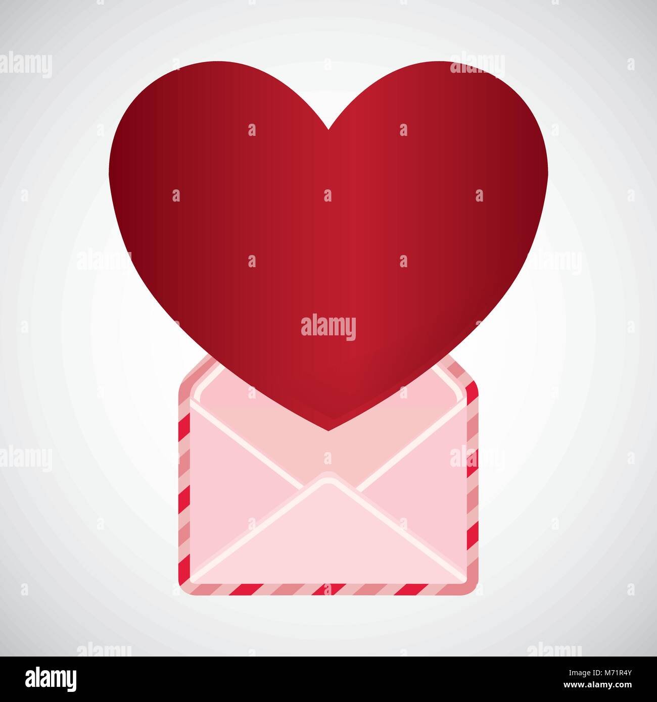 Love letter concept with envelope and heart icon over white background ...