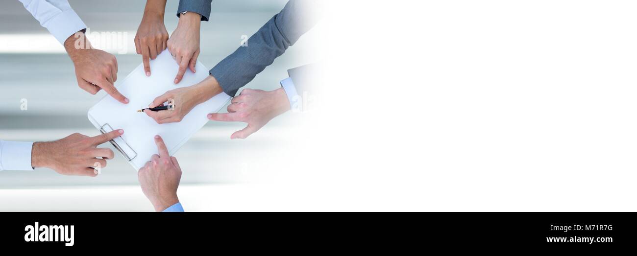 Teamwork transition with business people working and pointing hands on ...